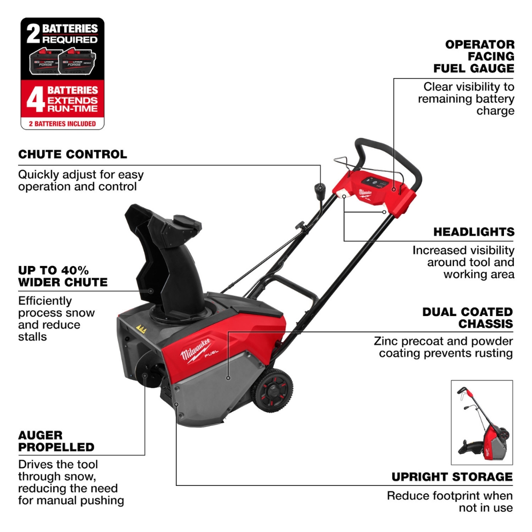Milwaukee 3036-22HD M18 FUEL 21" Single Stage Snow Blower Kit - BC ...