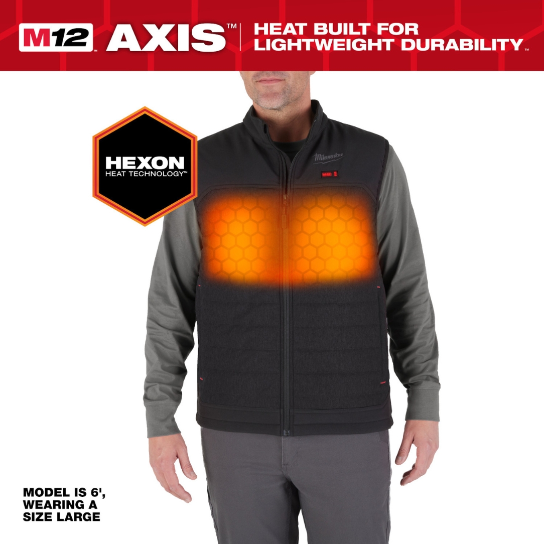 Milwaukee M300B M12 Heated AXIS Vest - Vest Only - Black - BC Fasteners ...