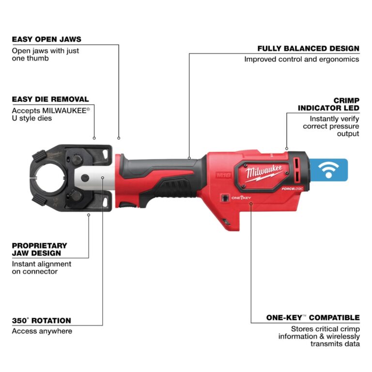 Milwaukee 2679-600CU M18 FORCE LOGIC 600 MCM Crimper with #8 - 600 MCM ...