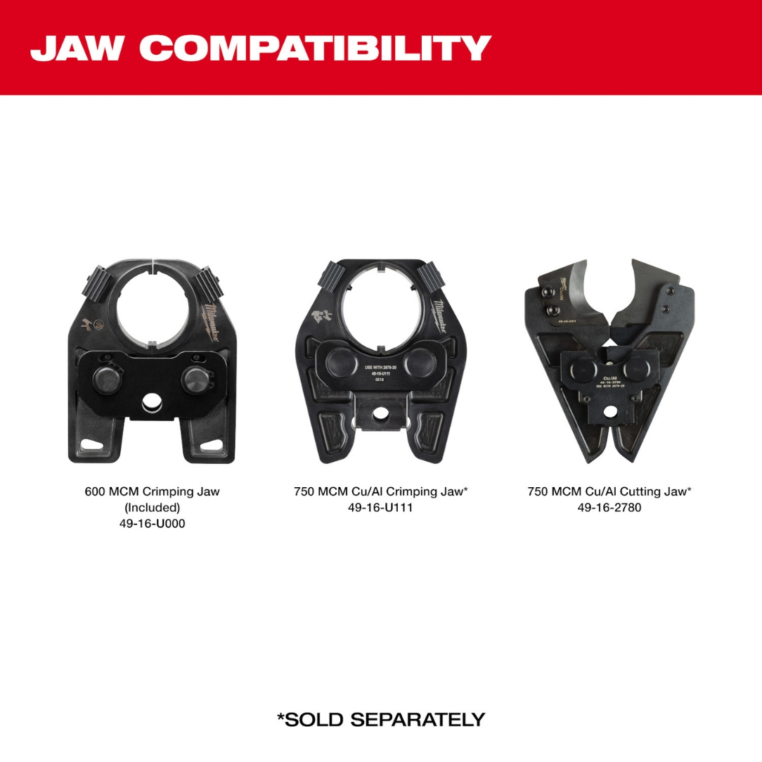Milwaukee 2679-600CU M18 FORCE LOGIC 600 MCM Crimper with #8 - 600 MCM ...