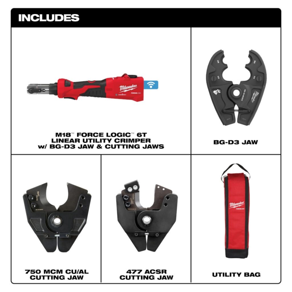 Milwaukee 2978-BGCUT M18 FORCE LOGIC Linear Utility Crimper with BG-D3 and Cutting Jaws - Tool ...