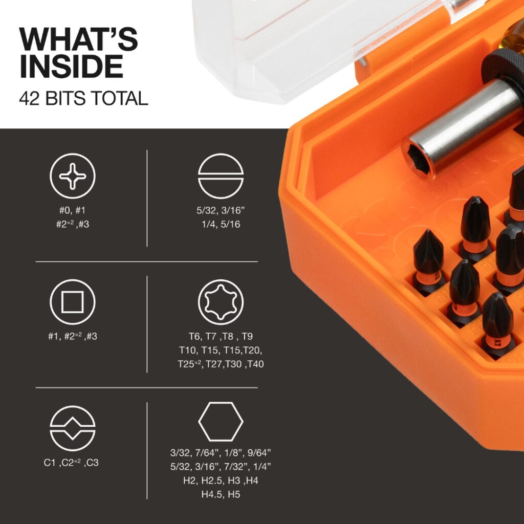Klein 33803 PROFLEX Impact Screwdriver Bit Set 44-Piece - BC Fasteners ...