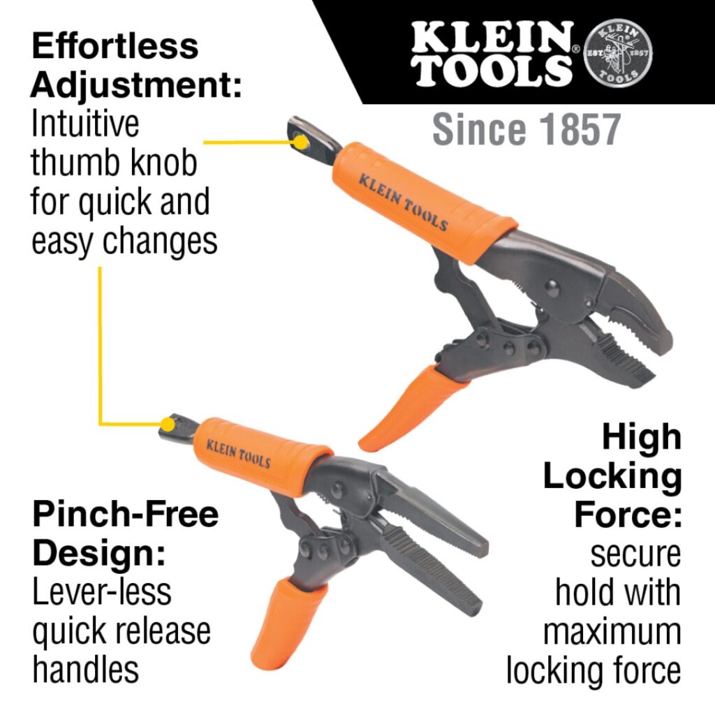 Klein 38663 6" Long Nose and 10" Curved Jaw Locking Pliers Set 2-Piece ...
