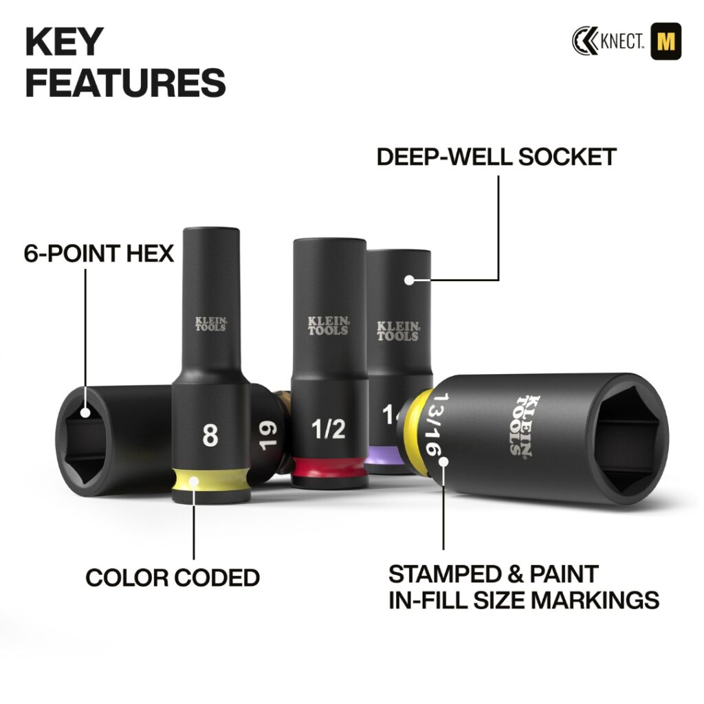 Klein 65121IMPCT KNECT 3/8" Drive Deep-Well SAE and Metric Impact ...