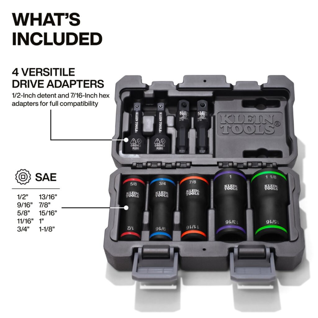 Klein 66055 2-in-1 Impact Flip Socket Set 5-Piece - BC Fasteners & Tools
