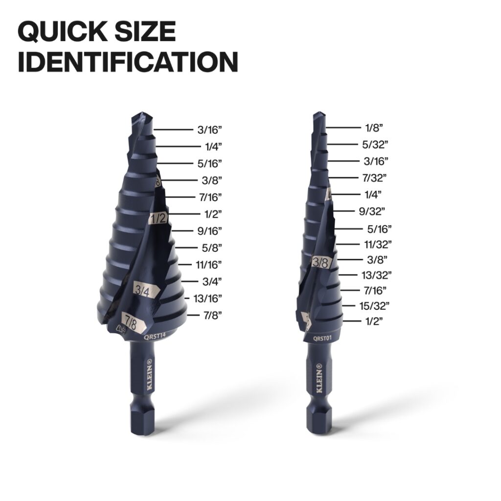 Klein QRST2S Quick-Release Double Fluted Step Drill Bit Set 3-Piece ...