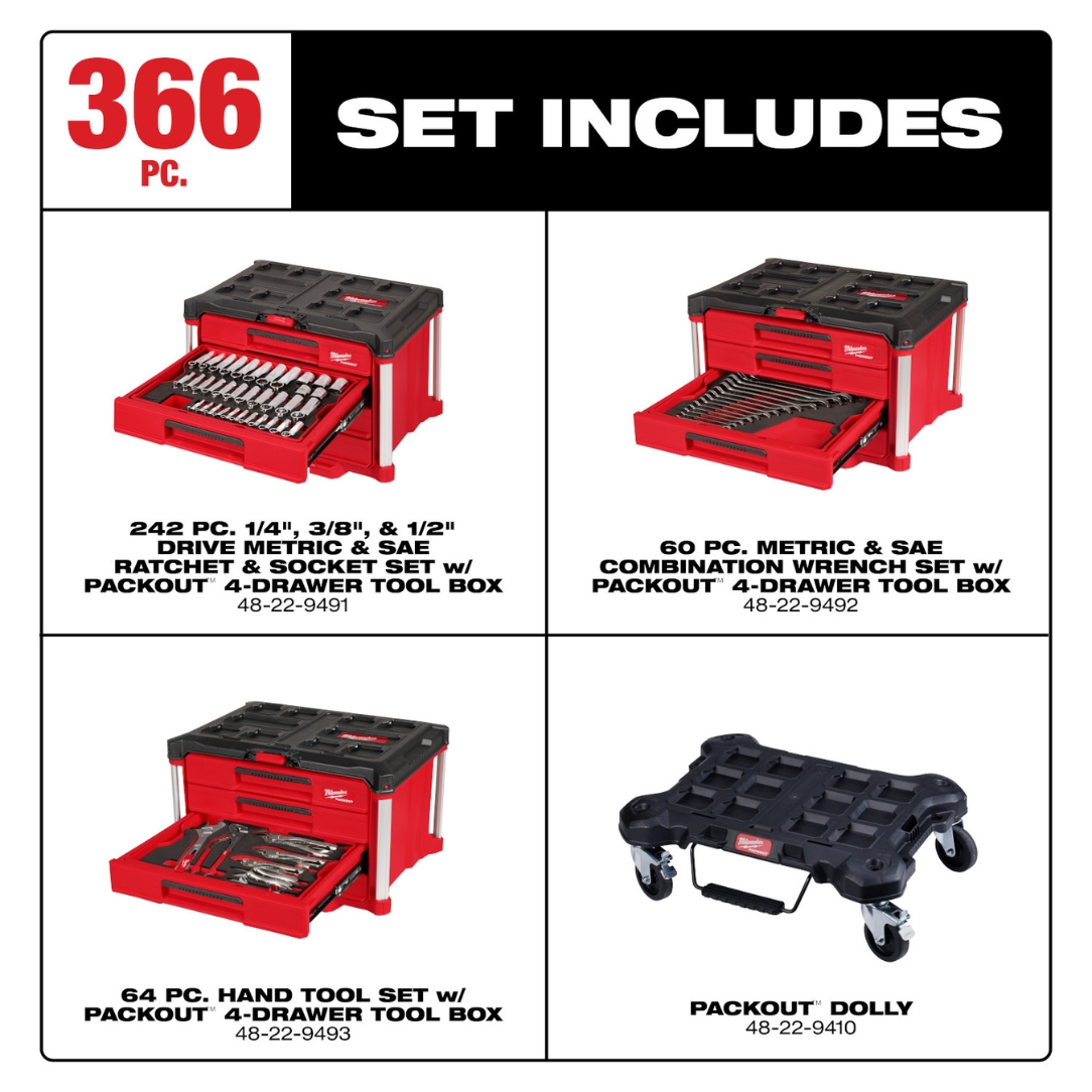 Milwaukee 48-22-9495 Master Mechanics Hand Tool Set with PACKOUT ...