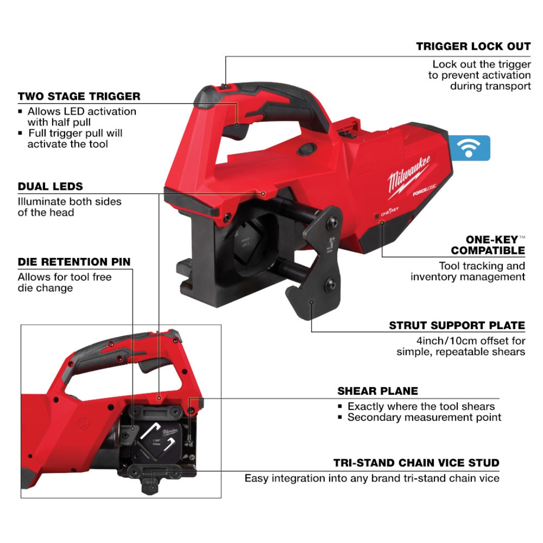 Milwaukee 2933-20 M18 FORCE LOGIC Single Channel Strut Shear - Tool ...