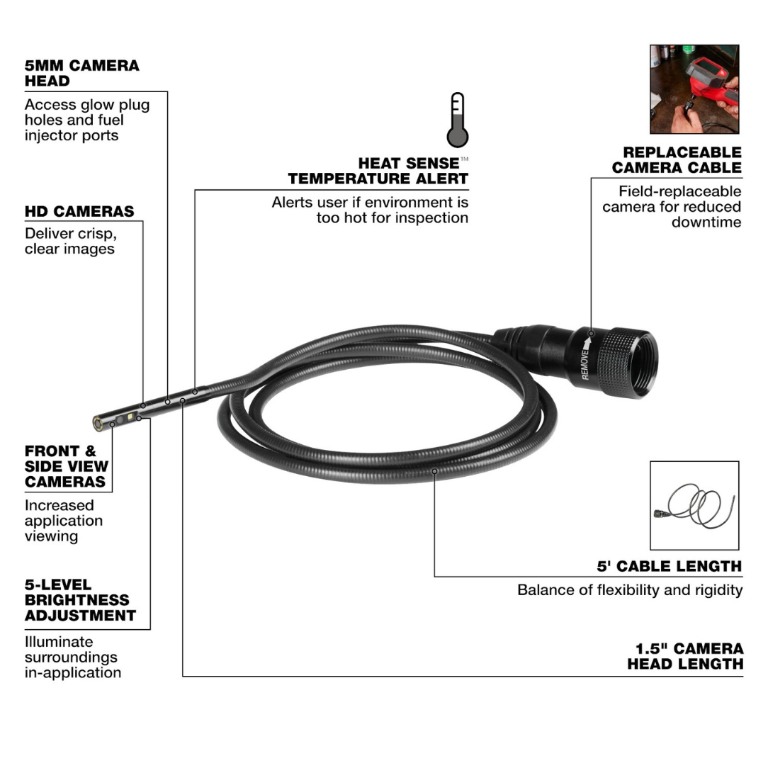 Milwaukee 48-53-3151 5mm 5ft Borescope Camera Cable - BC Fasteners & Tools