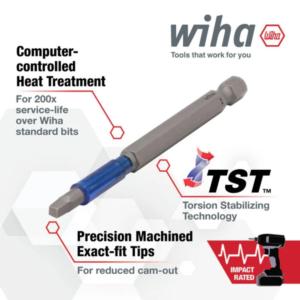 Wiha 70325 TERMINATORBLUE Square SQ2 x 3-1/2" Impact Driver Bits 2-Pack ...