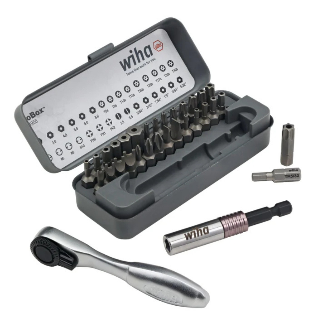 Wiha 74958 GOBOX Security Bit Set with Mini Ratchet 32-Piece - BC ...