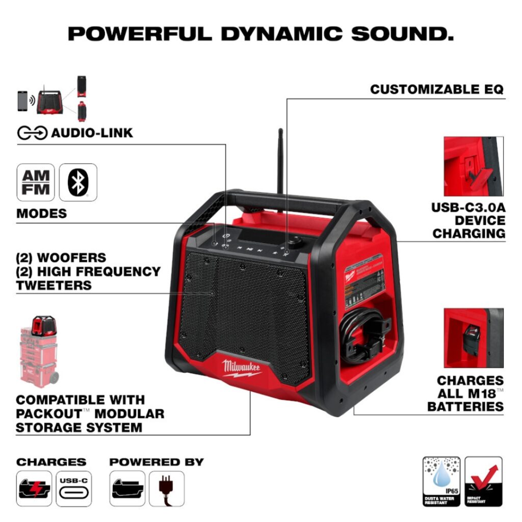 Milwaukee 2956-20 M18 Bluetooth Radio - Tool Only - BC Fasteners & Tools