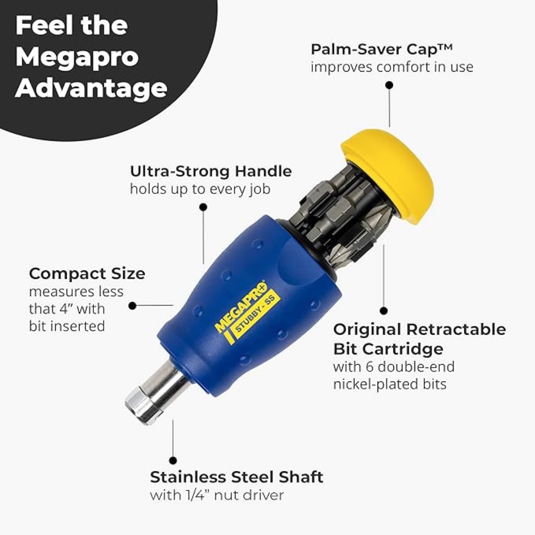 Megapro 131STUBBY 13-in-1 Stubby Multi-Bit Screwdriver - BC Fasteners ...