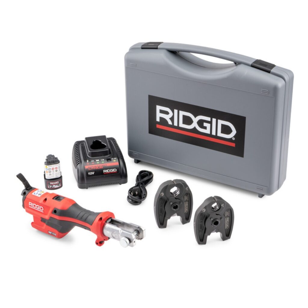 Ridgid 72553 RP115 Mini Press Tool Kit with ProPress Jaws 1/2” – 3/4 ...