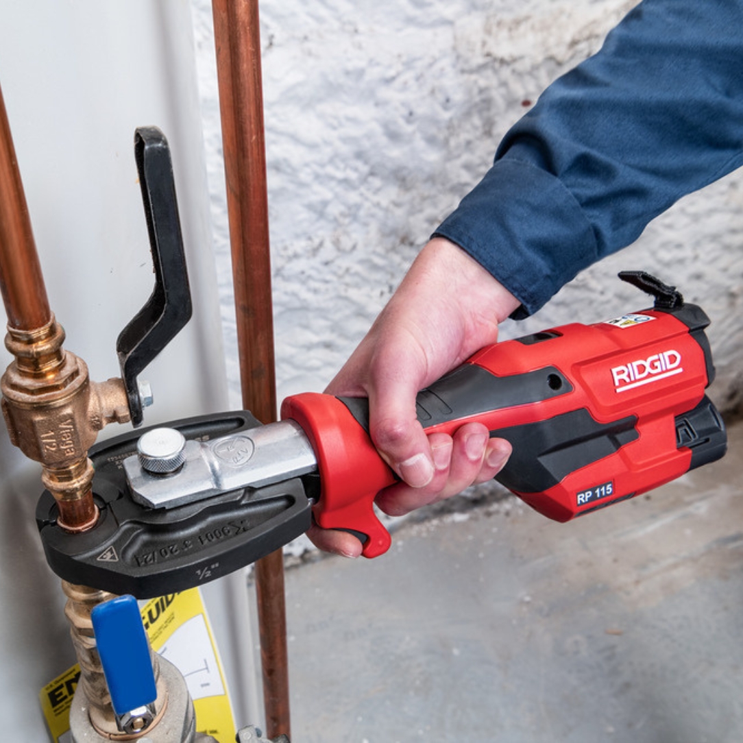 Ridgid 72553 RP115 Mini Press Tool Kit with ProPress Jaws 1/2” – 3/4 ...